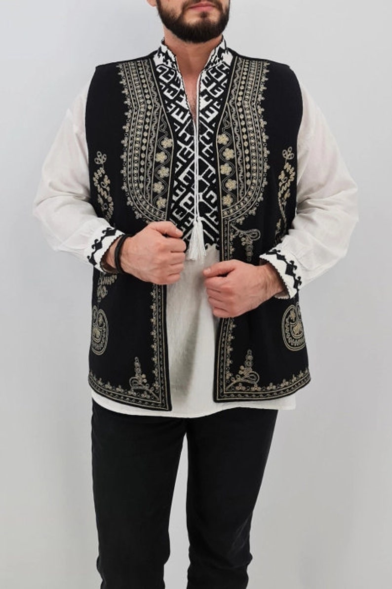 "Traditionelle rumänische Herrenweste "Ahile 3" /Gratis Geschenk-VosOud ...