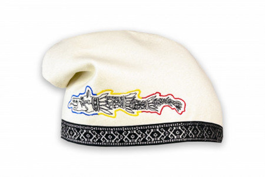 Traditional Dacic Hat " Dacic Wolf " Cream - Cloth and Wool Material ...