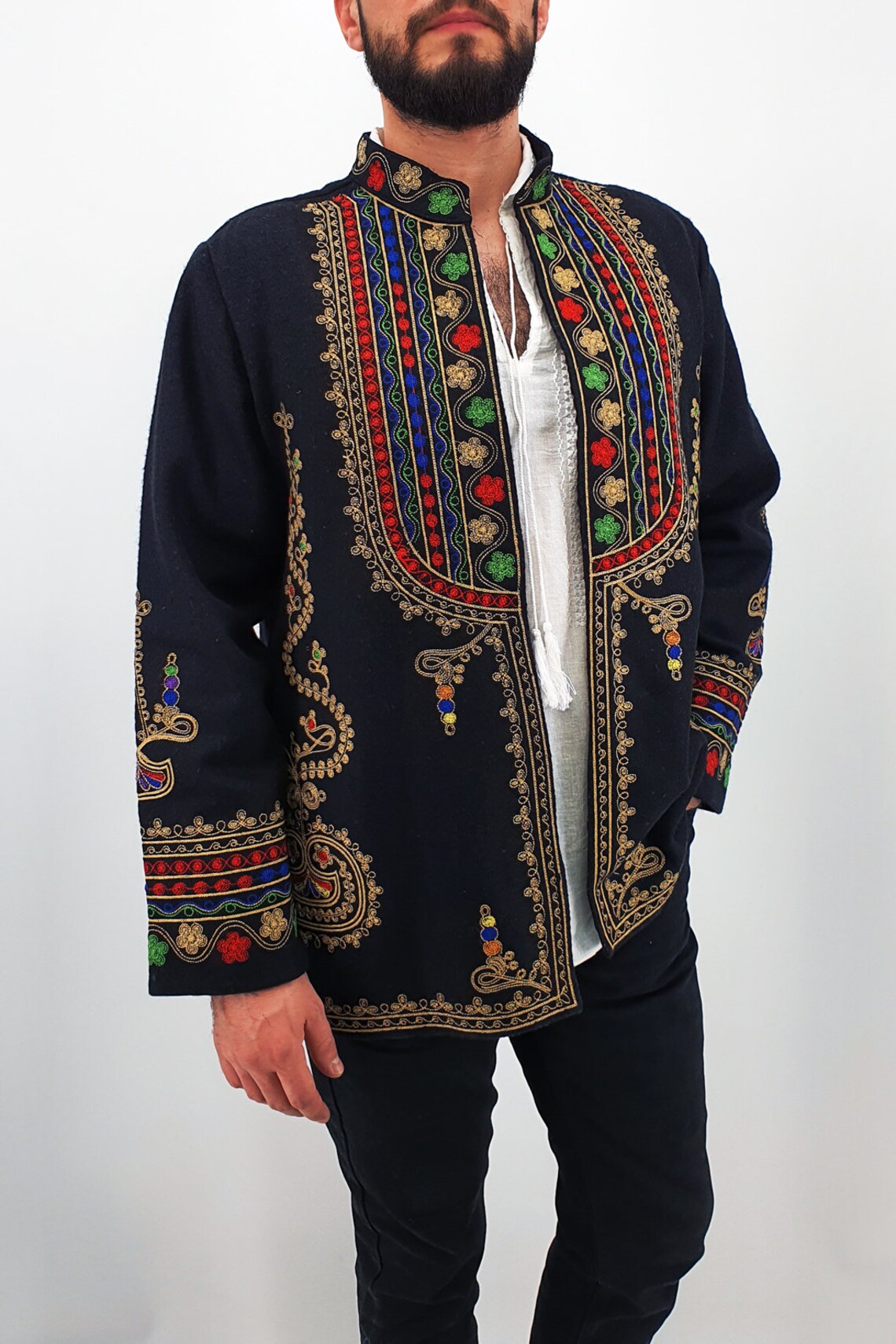 Traditional Romanian men Jacket Ahile 3/ cloth and wool | Etsy