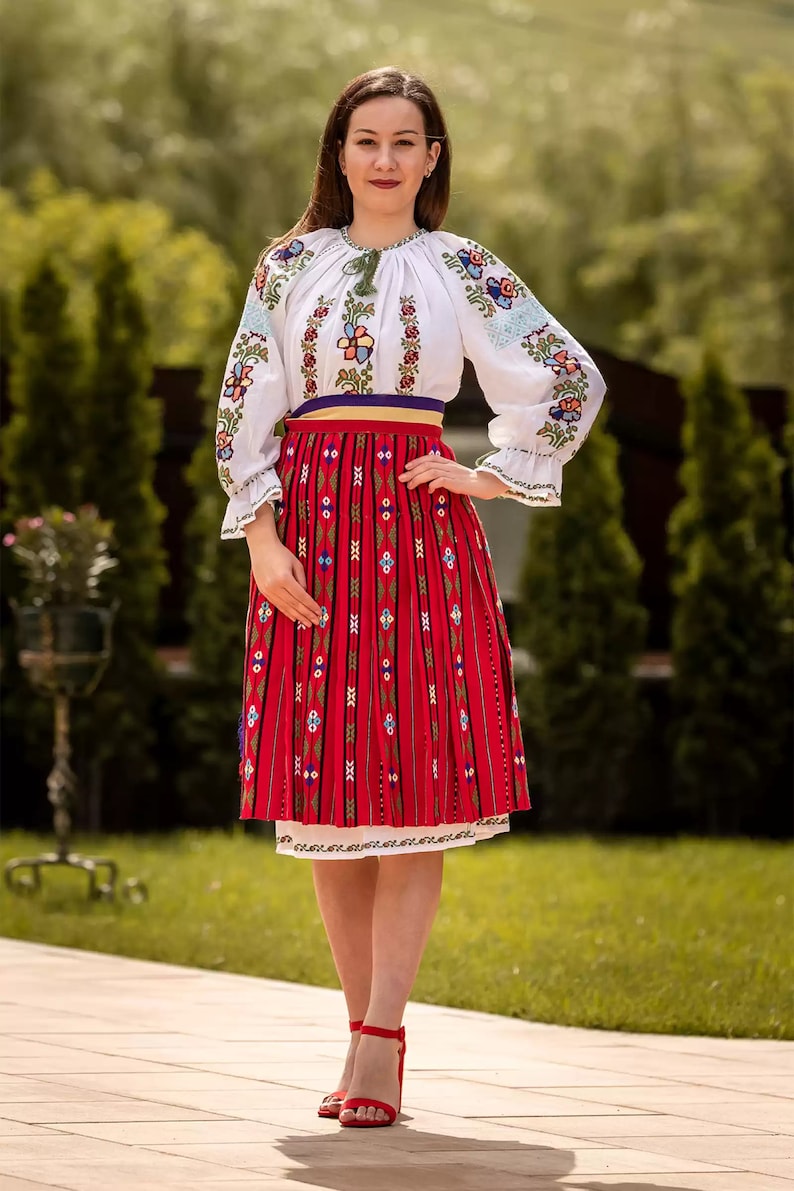 Traditional Romanian Costume From Oltenia"three Brothers "/manual Sewn ...