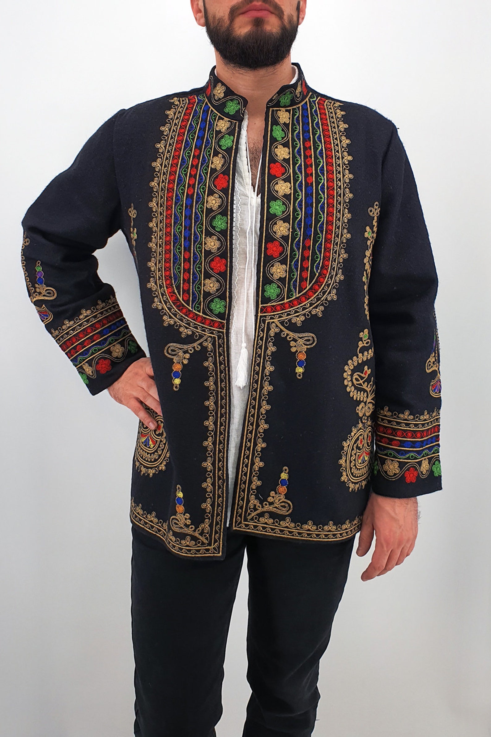 Traditional Romanian Men Jacket Ahile 3/ Cloth and Wool Composition ...