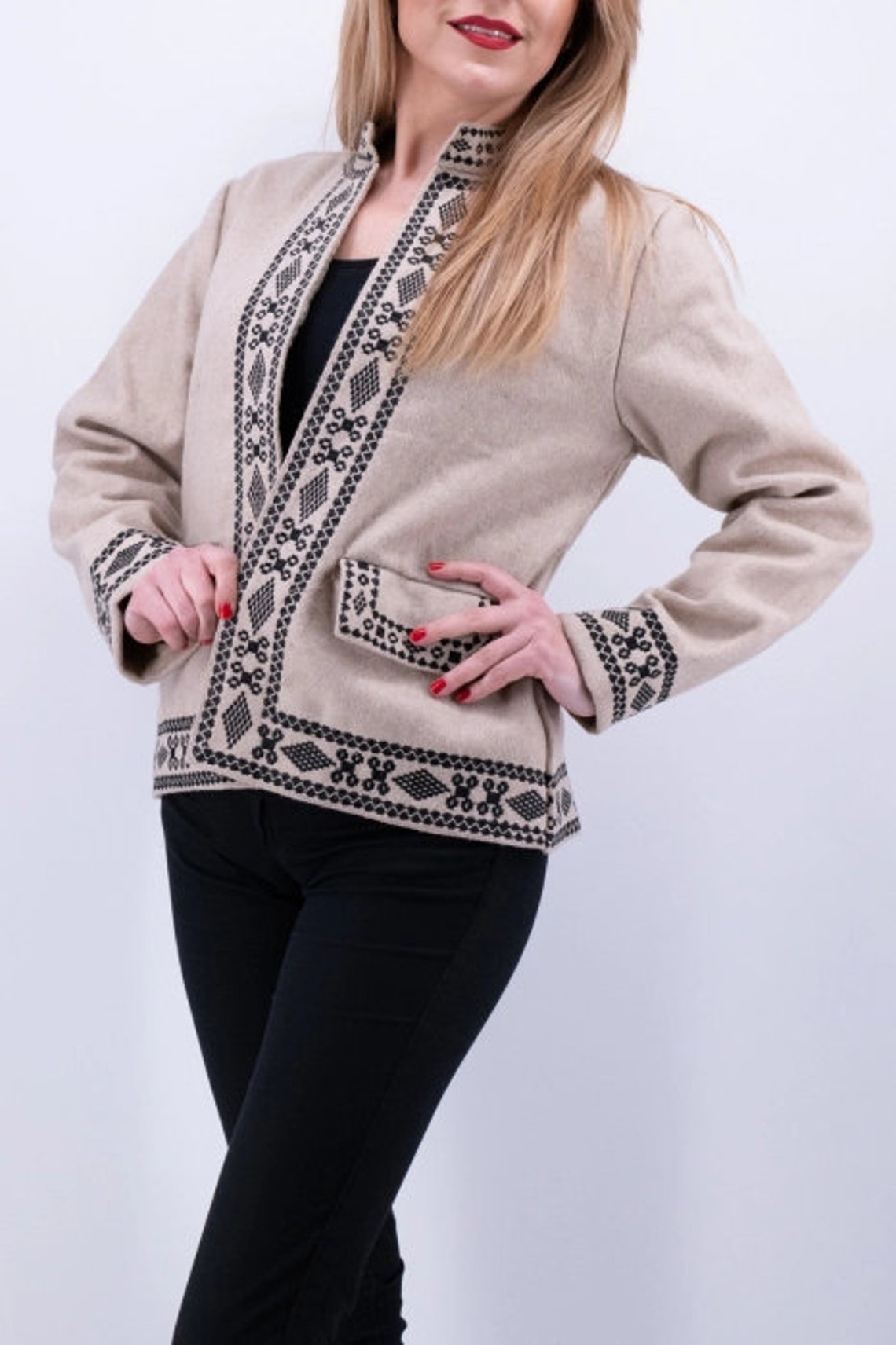 Traditional Romanian Jacket / Blazer / Manual Sewn Embroidery / Free ...