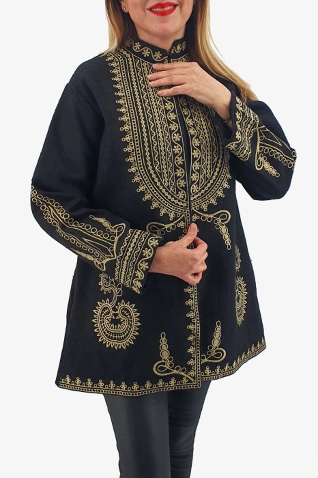 Traditional Romanian Jacket Overcoat "caliope 6"/manual Sewn Embroidery ...