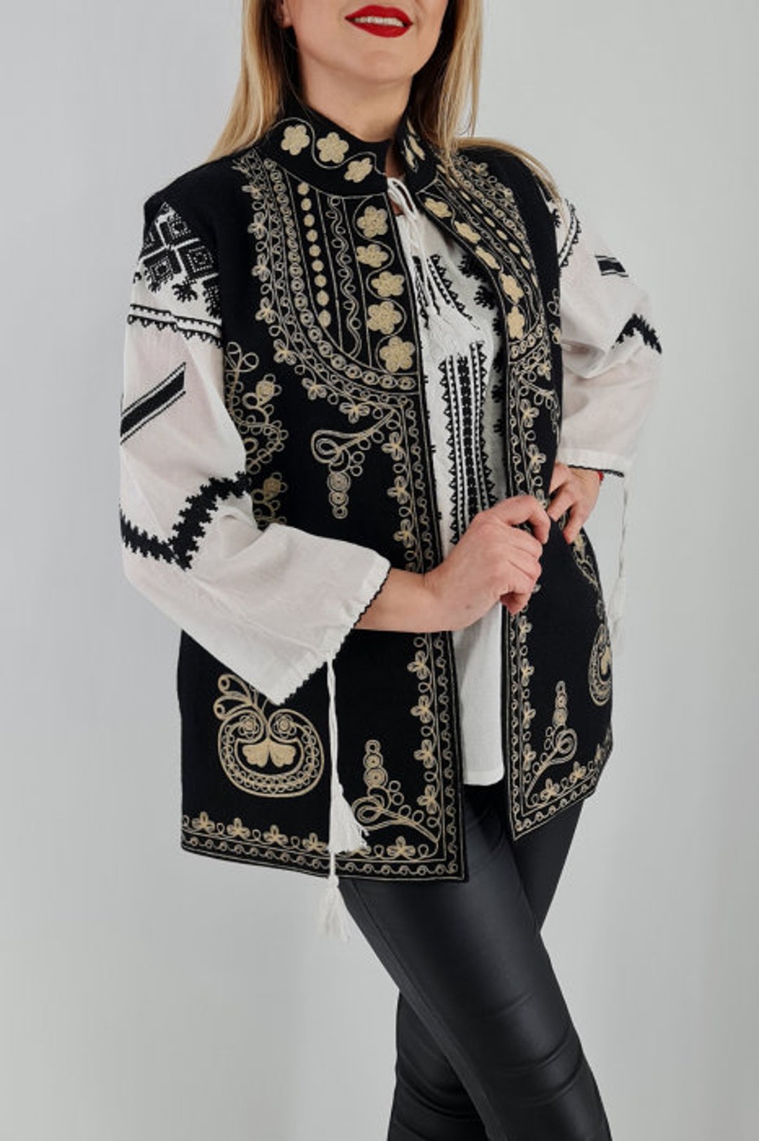 Traditional Romanian Vest" Ania 4 " /free Gift - Romanian Handmade Wine ...