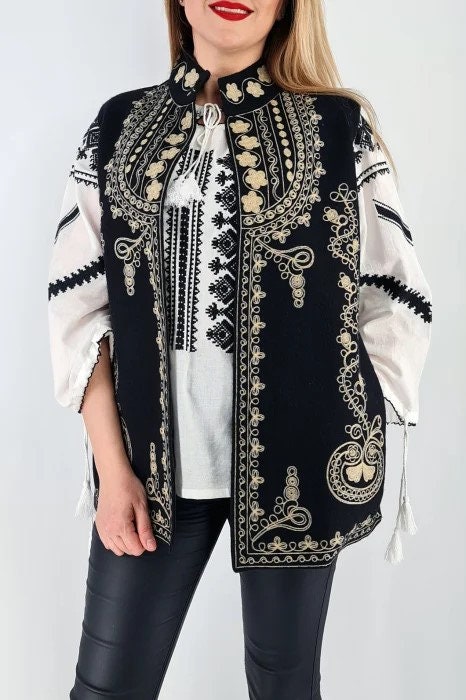 Traditional Romanian Vest" Ania 4 " /free Gift - Romanian Handmade Wine ...