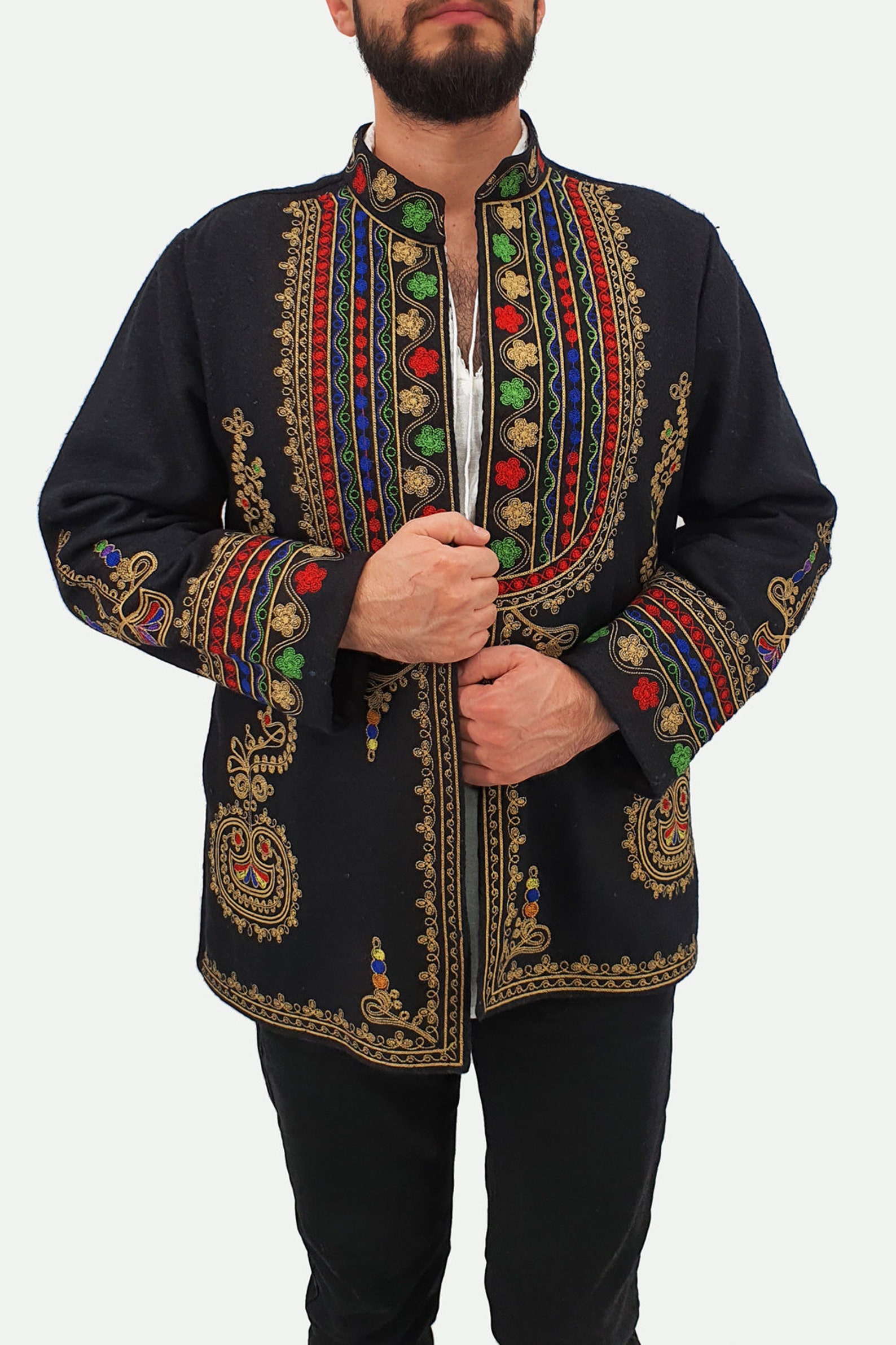 Traditional Romanian Men Jacket Ahile 3/ Cloth and Wool Composition ...