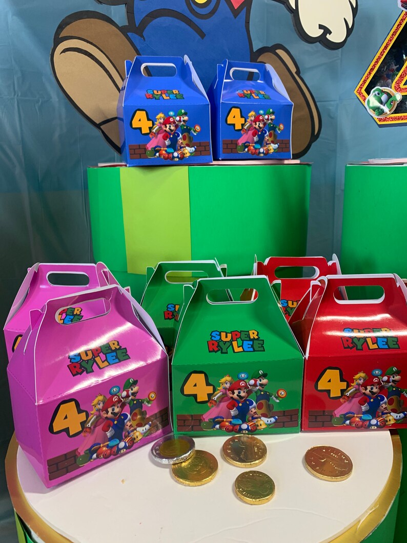 Party Favor Boxtreat Boxkids Gable Box Mario Treat Box - Etsy