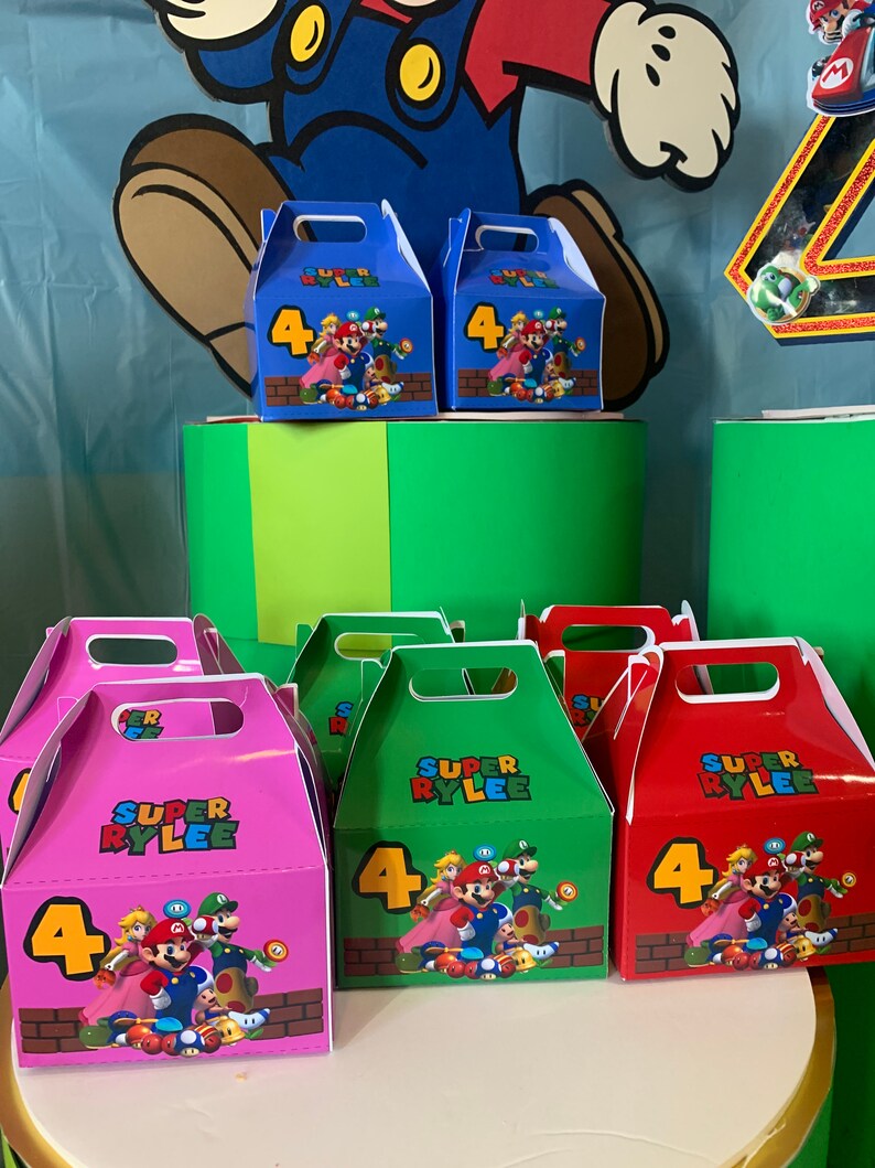 Party Favor Boxtreat Boxkids Gable Box Mario Treat Box - Etsy