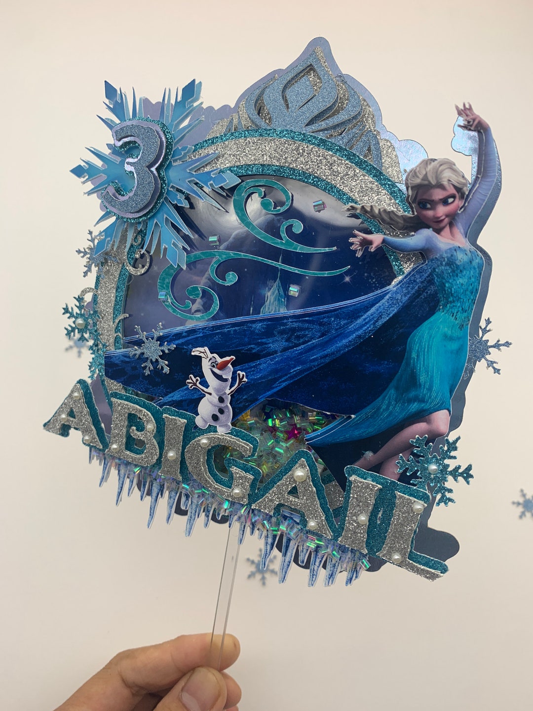 Frozen Cake Topper Shaker, Elsa Cake Topper Shaker, Snow Happy Birthday ...