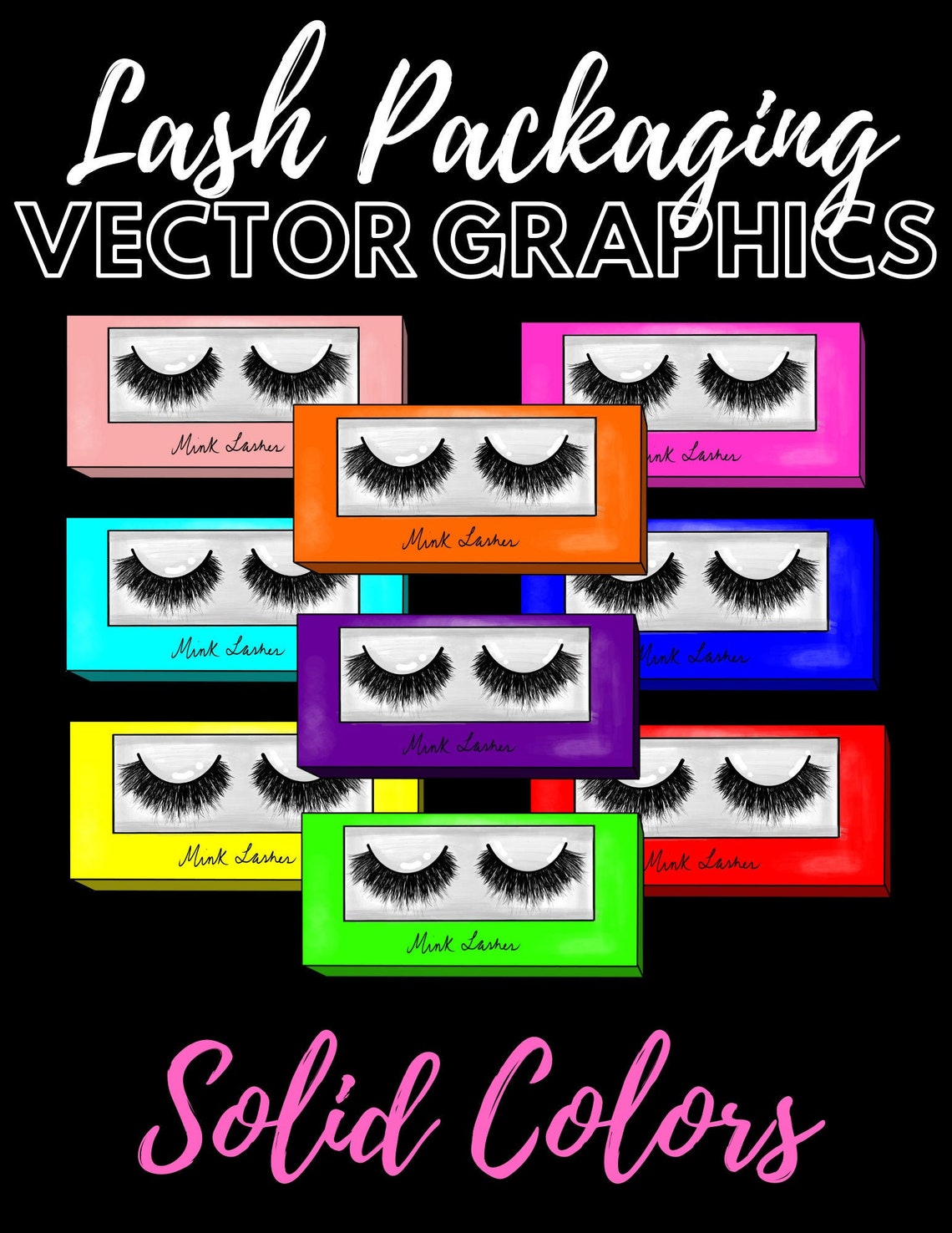 Solid Color Lash Packaging Vector Graphics False Lash Packaging Design ...
