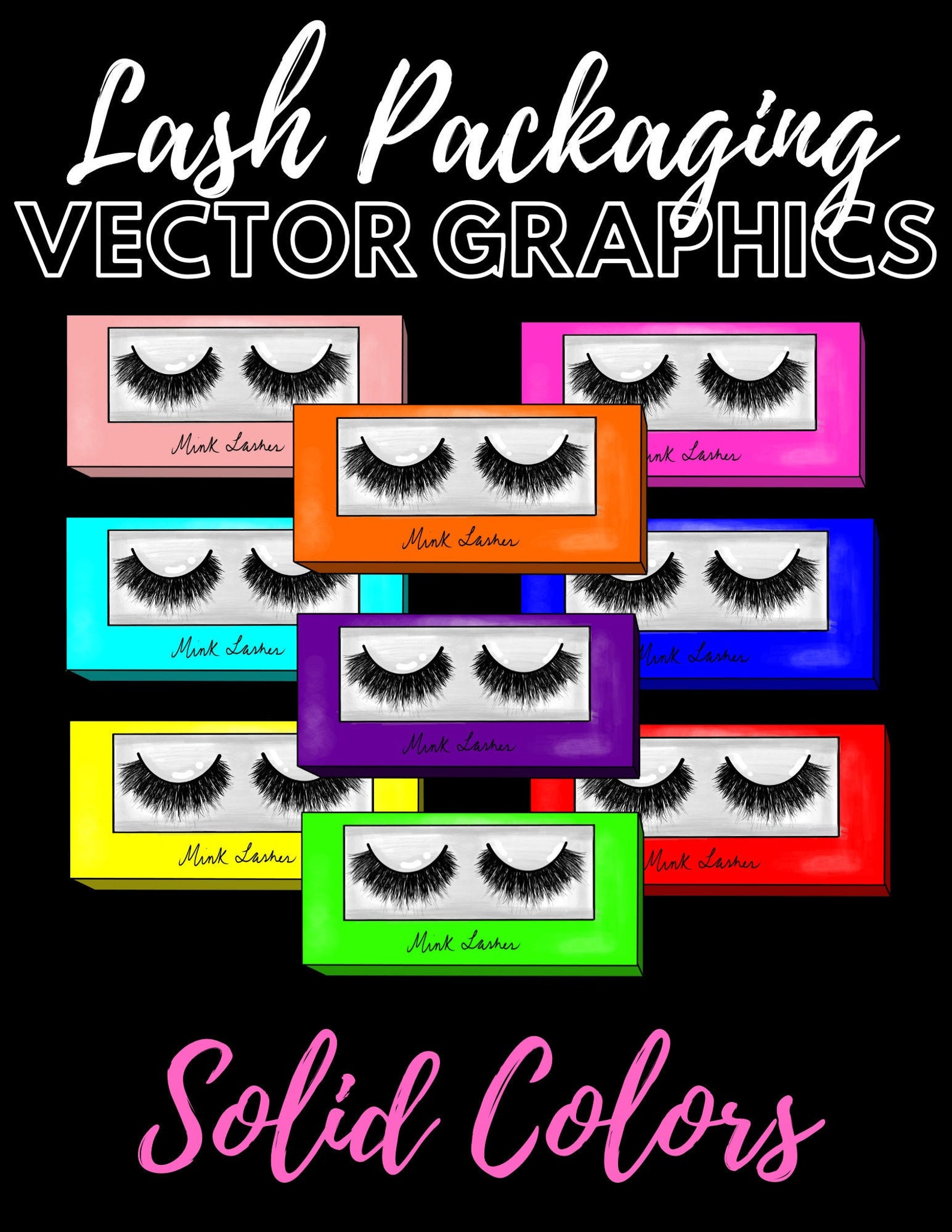 Solid Color Lash Packaging Vector Graphics False Lash Packaging Design ...