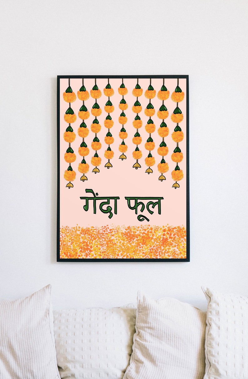 Indian Desi Hindi Poster | Indian Art Print | Marigold Ghenda Phool ...