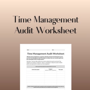 Time Management Audit Worksheet - Etsy