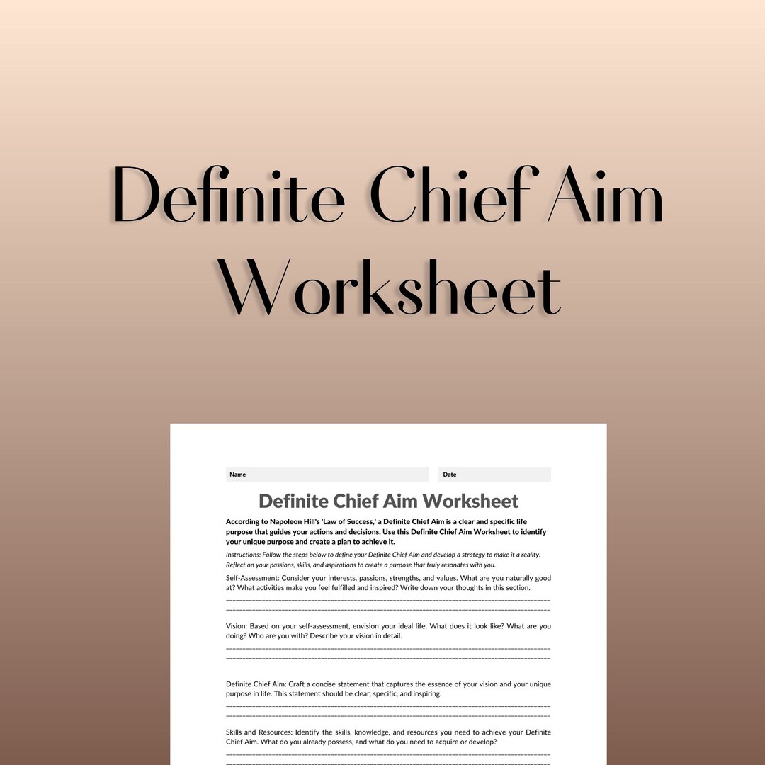 Definite Chief Aim Worksheet - Etsy