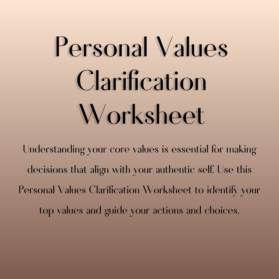 Personal Values Clarification Worksheet - Etsy