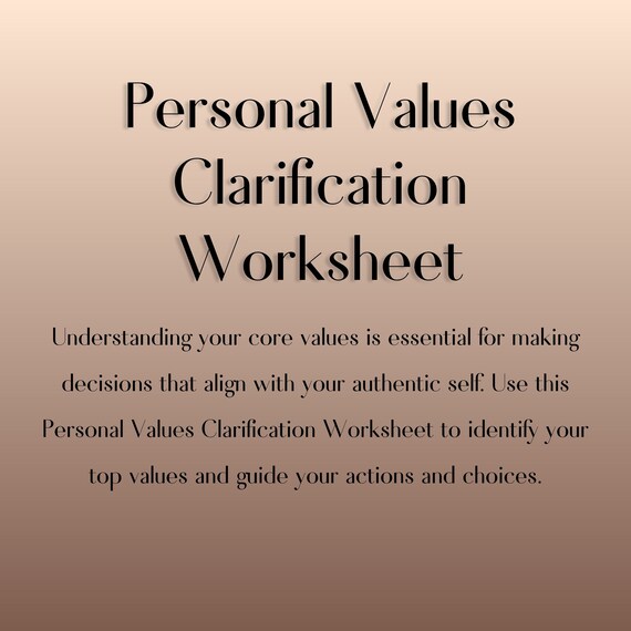 Values Clarification Worksheet Personal Values Clarification Worksheet