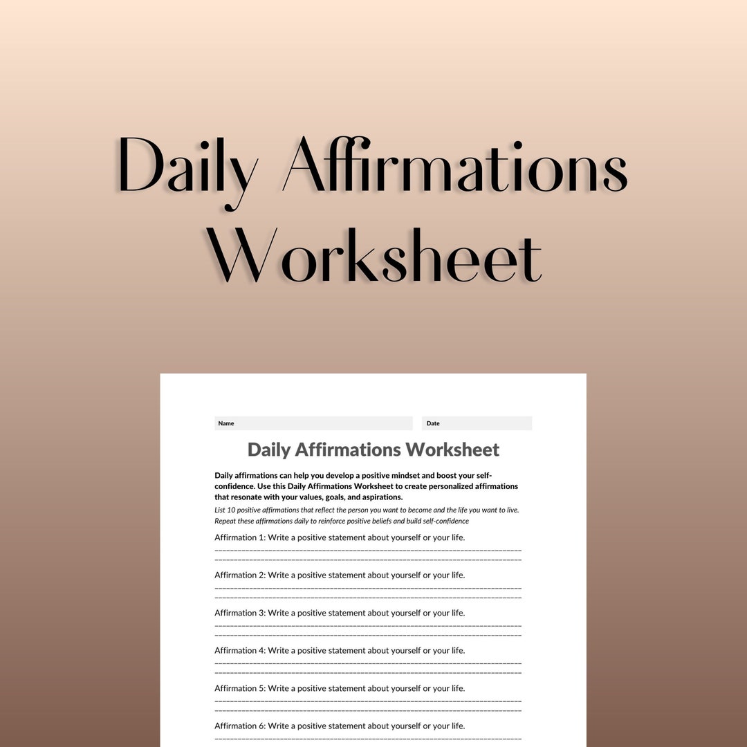 Daily Affirmations Worksheet - Etsy