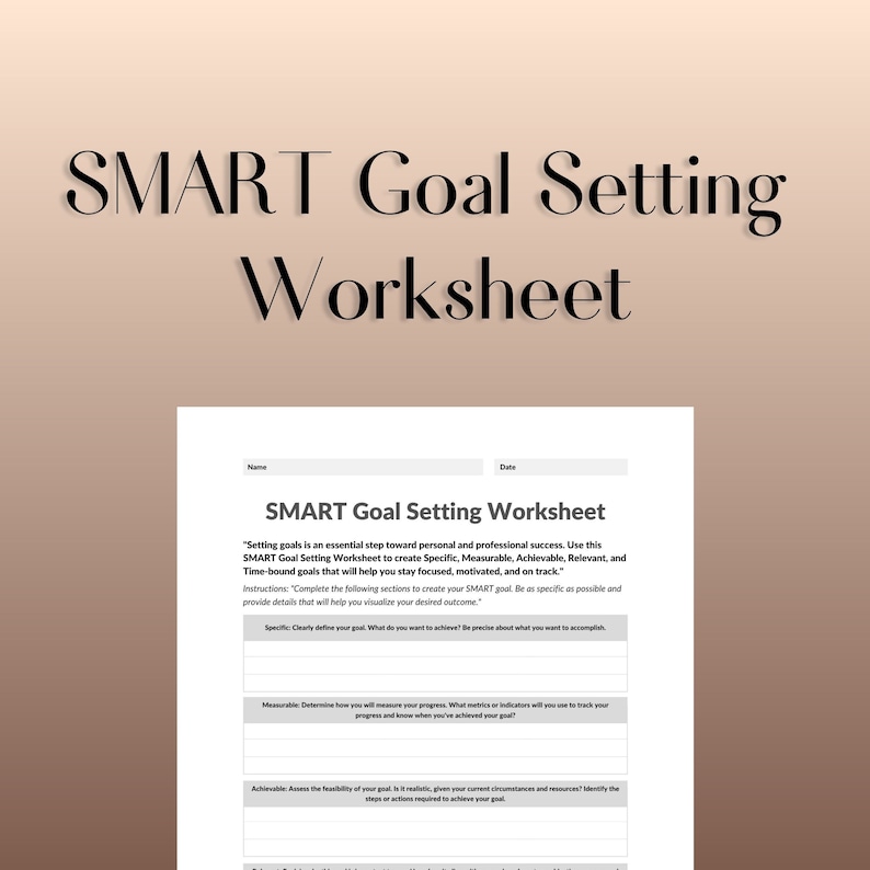 SMART Goal Setting Worksheet - Etsy
