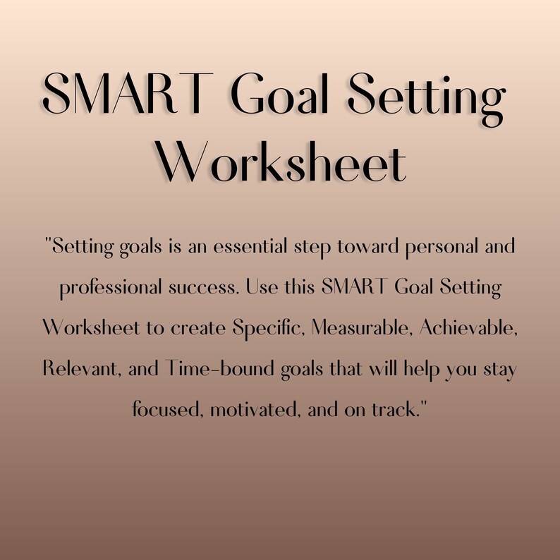 SMART Goal Setting Worksheet - Etsy