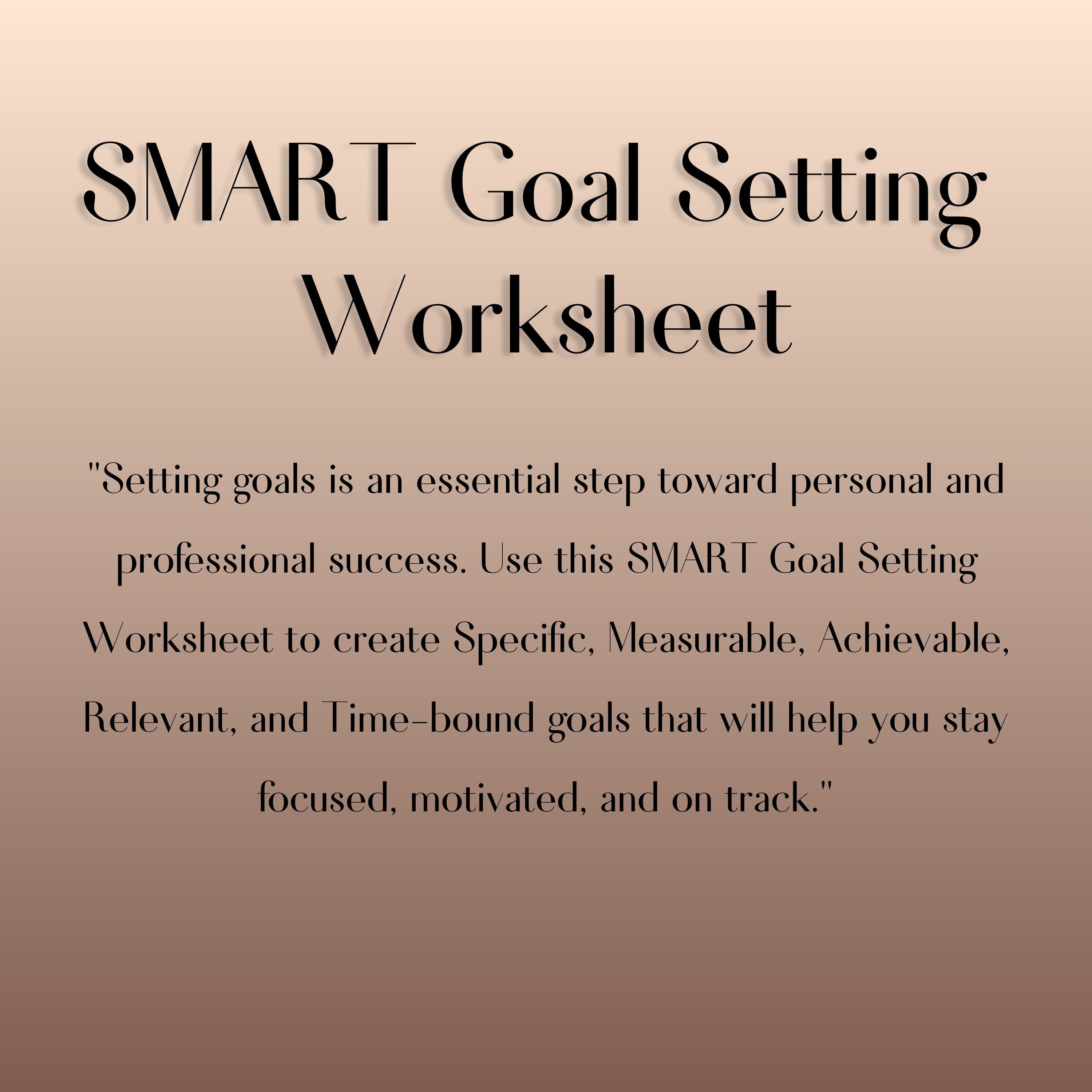 SMART Goal Setting Worksheet - Etsy