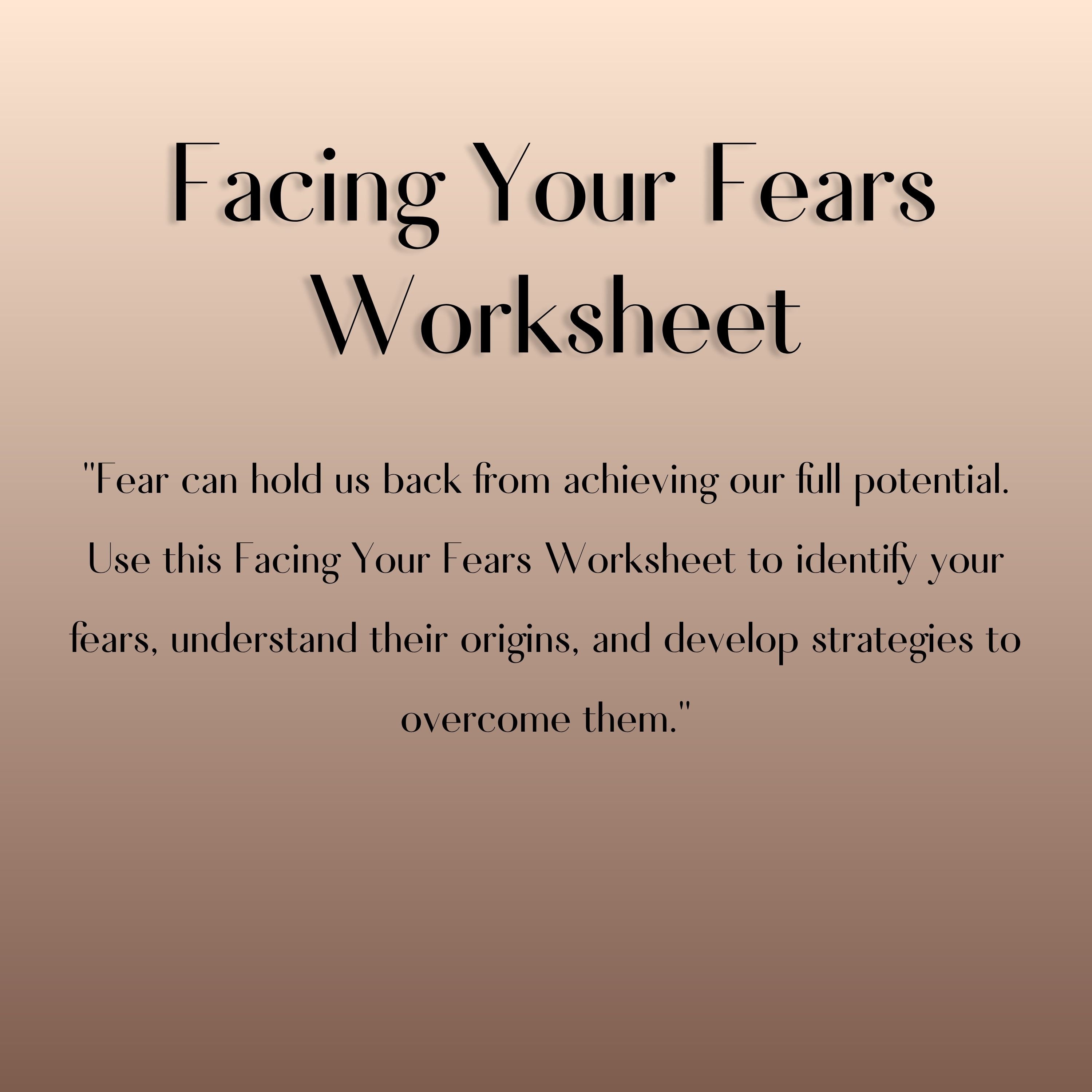 Facing Your Fears Worksheet - Etsy Facing Your Fears Worksheet - Etsy