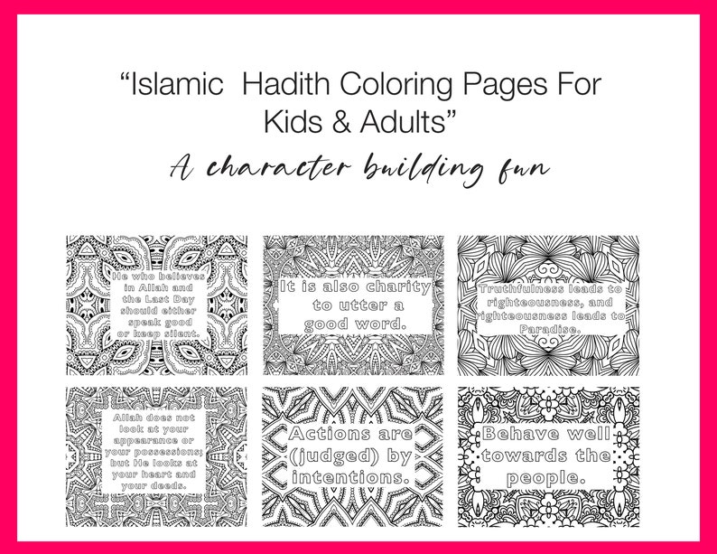 Character Building Hadith Coloring Pages - Etsy