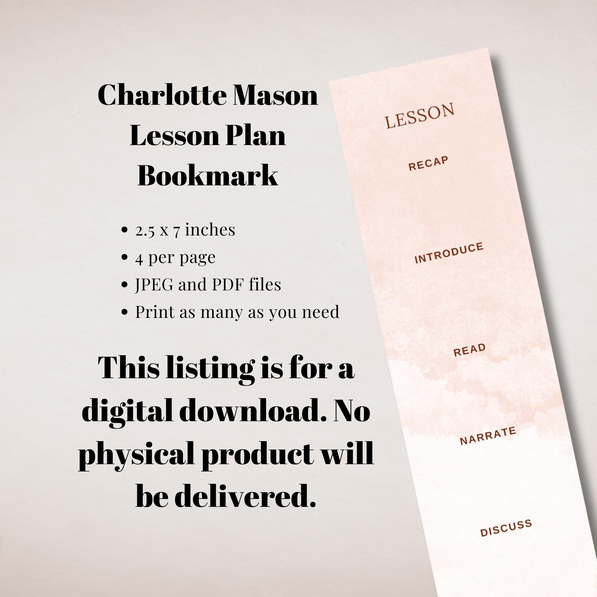 Charlotte Mason Planner Lesson Plan Homeschool Bookmark Homeschool ...