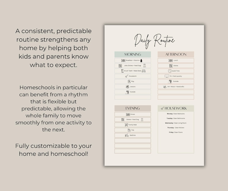Homeschool Routine Chart Printable Editable Daily Routine Canva ...