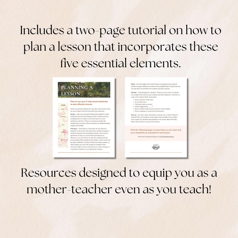Charlotte Mason Lesson Plan Homeschool Planner Bookmark Homeschool ...