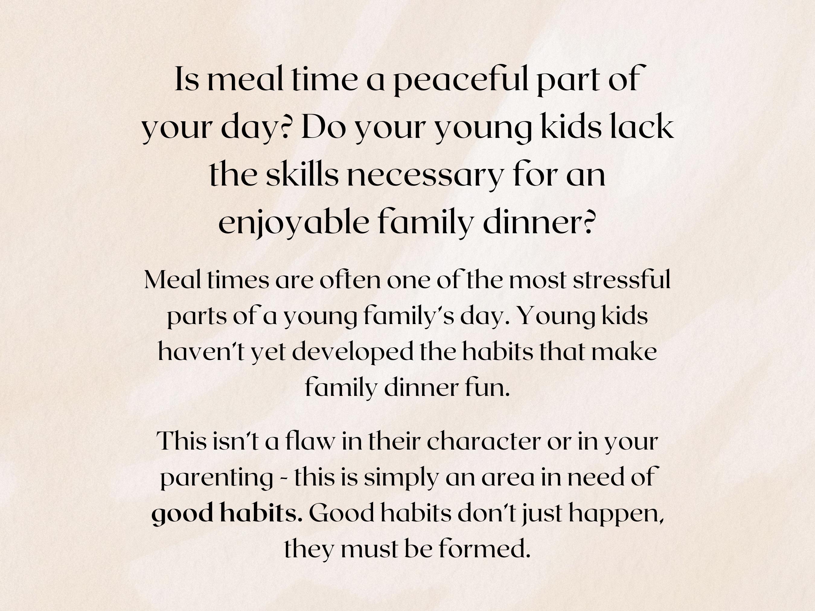 Habit Training Manners for Kids Meal Time Routine Charlotte Mason ...