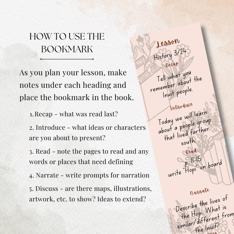 Charlotte Mason Homeschool Planner Bookmark Lesson Plan Homeschool ...