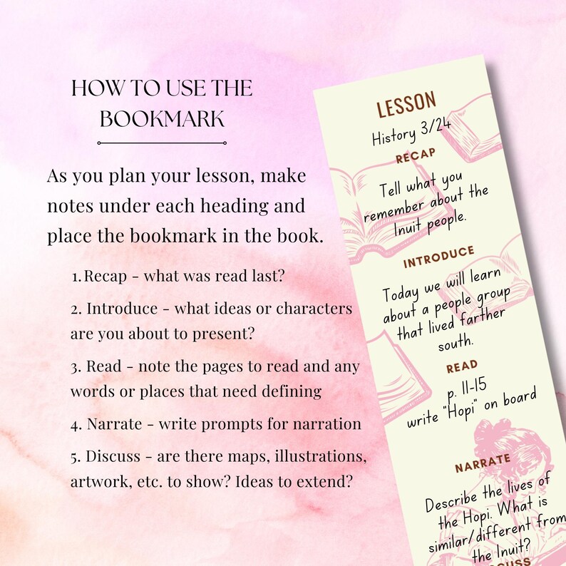 Charlotte Mason Lesson Plan Homeschool Planner Bookmark Homeschool ...