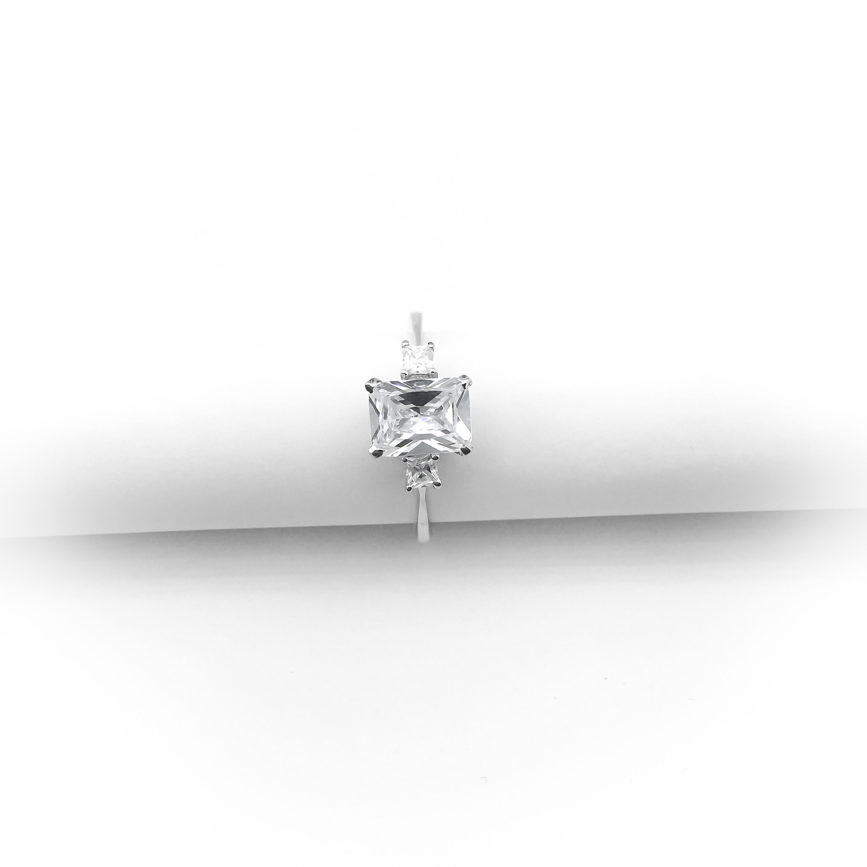 Emerald Cut Diamond Ring, Past Present Future 3 Stone Ring, Handmade ...