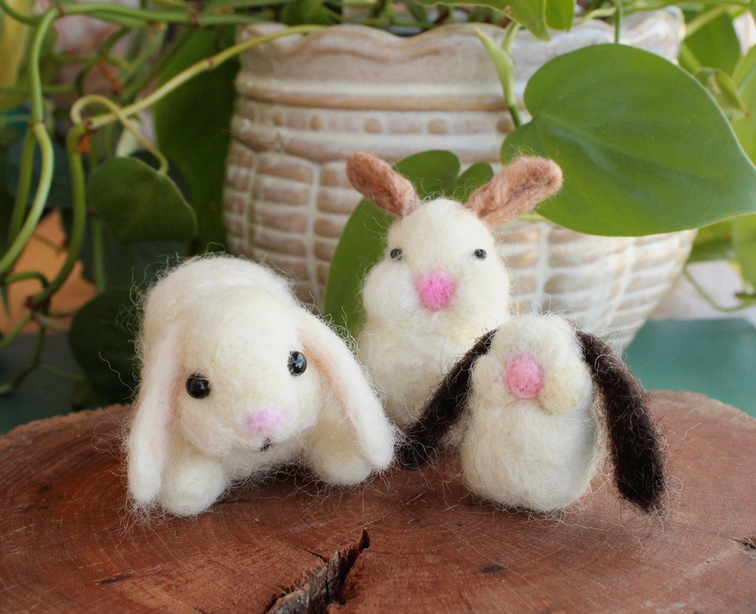 Cute Needle Felted Easter Bunny Handmade Rabbit Felt Collection Three ...