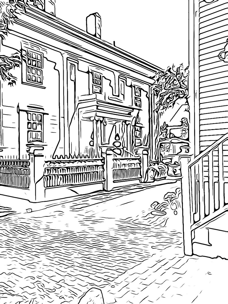 Digital Printable Coloring Pages for Adults Nantucket Island Digital ...