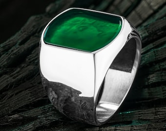 Green Stone Men Ring - Etsy