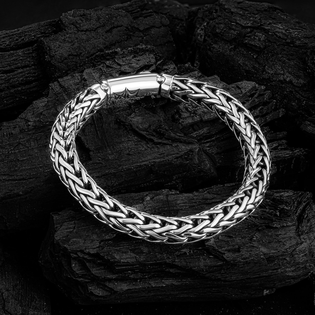 Men's 925 Silver Bracelet, Sterling Silver Handmade Wristband, Holiday ...