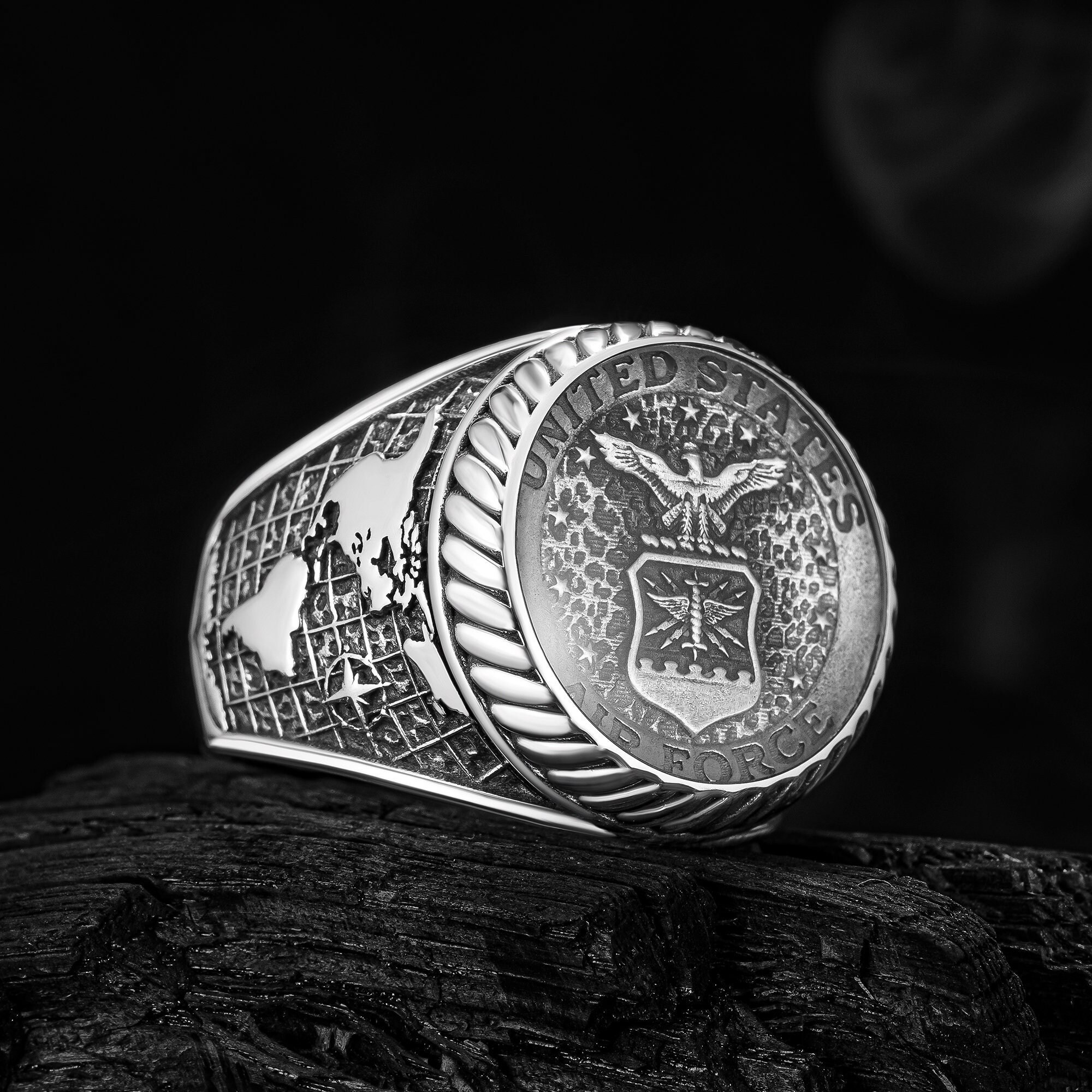 US Air Force Ring USAF Enameled Emblem Ring US Military - Etsy