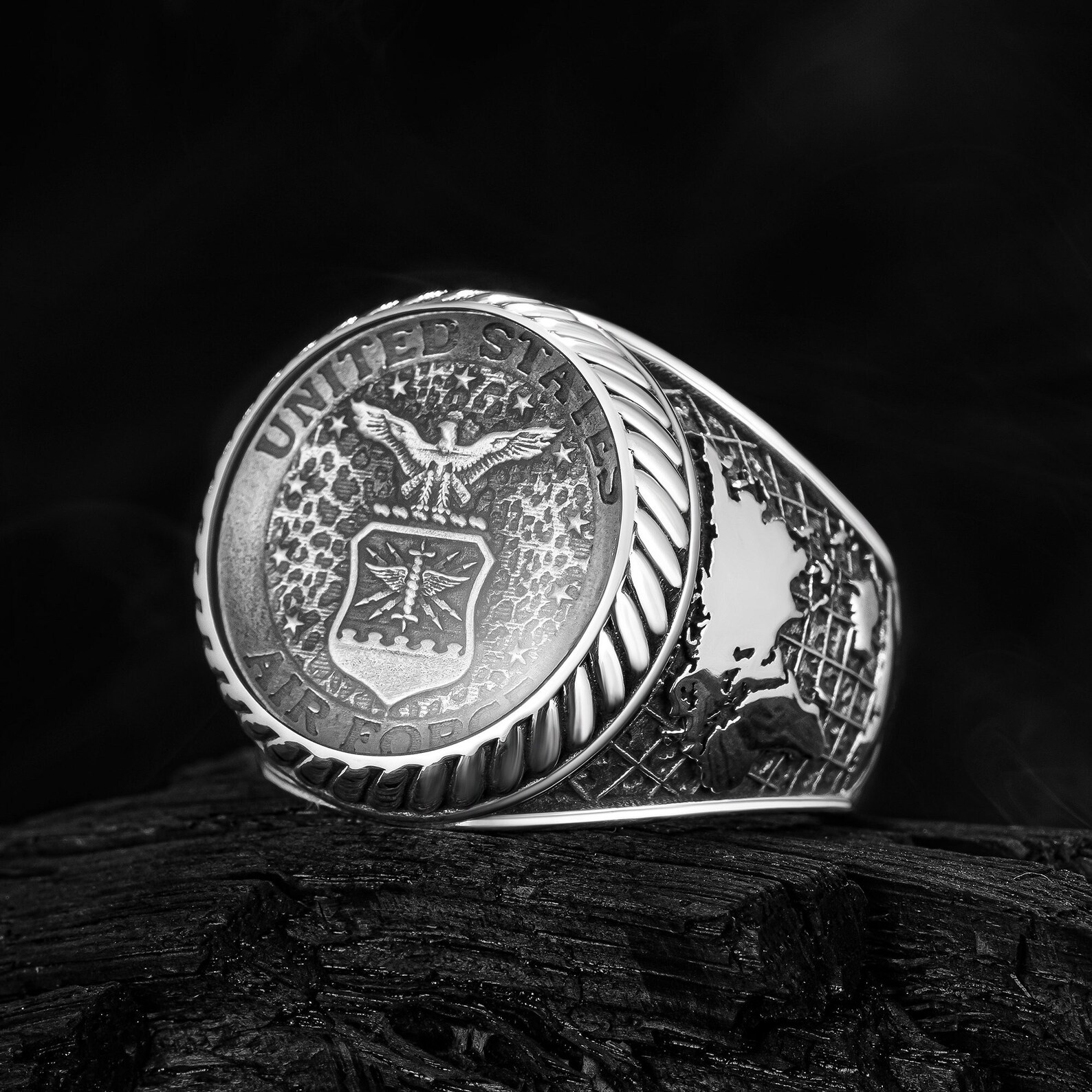 US Air Force Ring USAF Enameled Emblem Ring US Military - Etsy