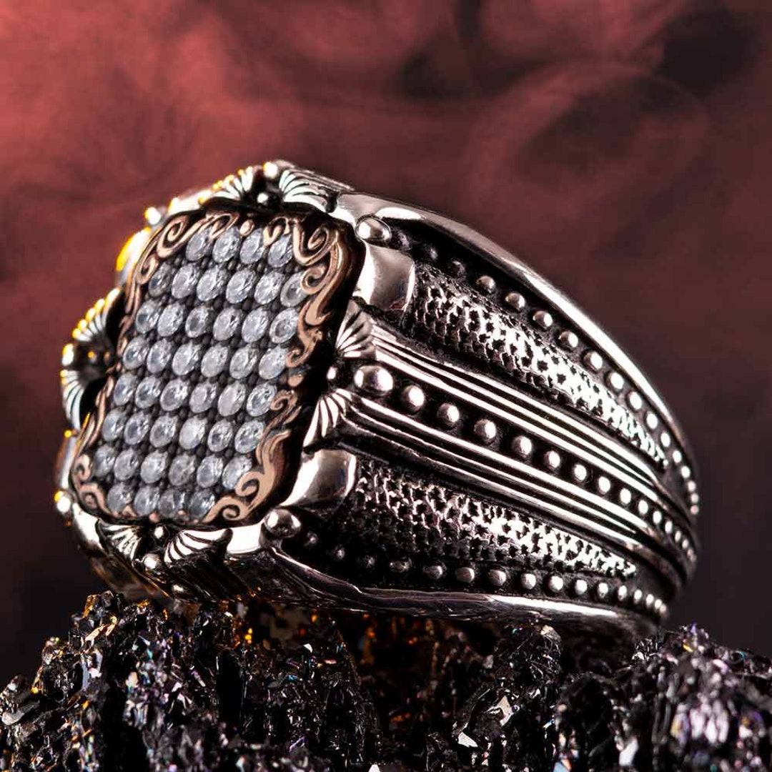 925 Sterling Silver Men Ring Turkish Handmade Silver Ring - Etsy