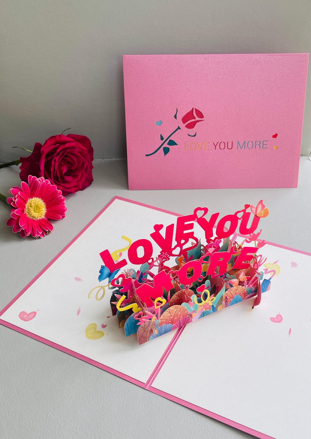 Love You More - Pop up 3D Card Special Occasions Valentines Mothers Day ...