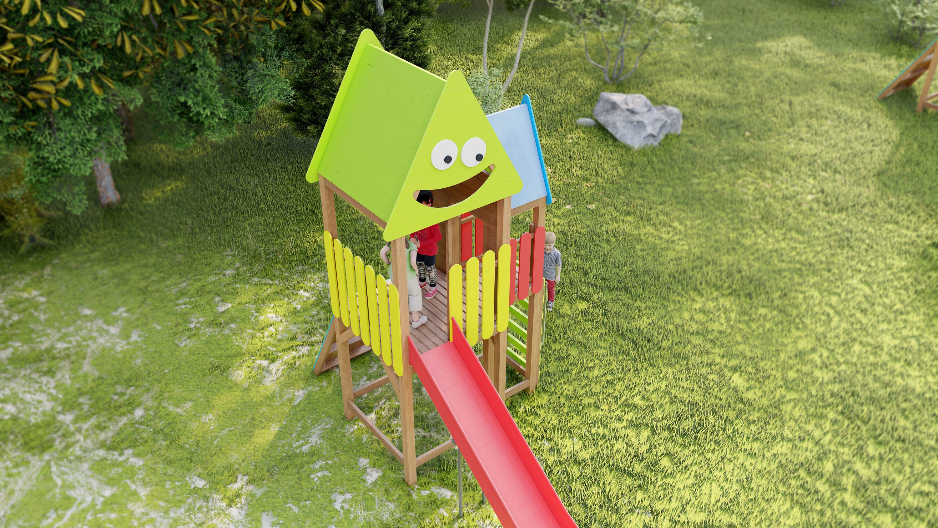 Playhouse for Kids, a Playhouse With Slide and Climbing Ramps, Step-by ...