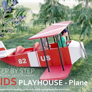 Playhouse Plans 83 X 118, DIY Wooden Airplane Shape Playhouse, Step-by ...