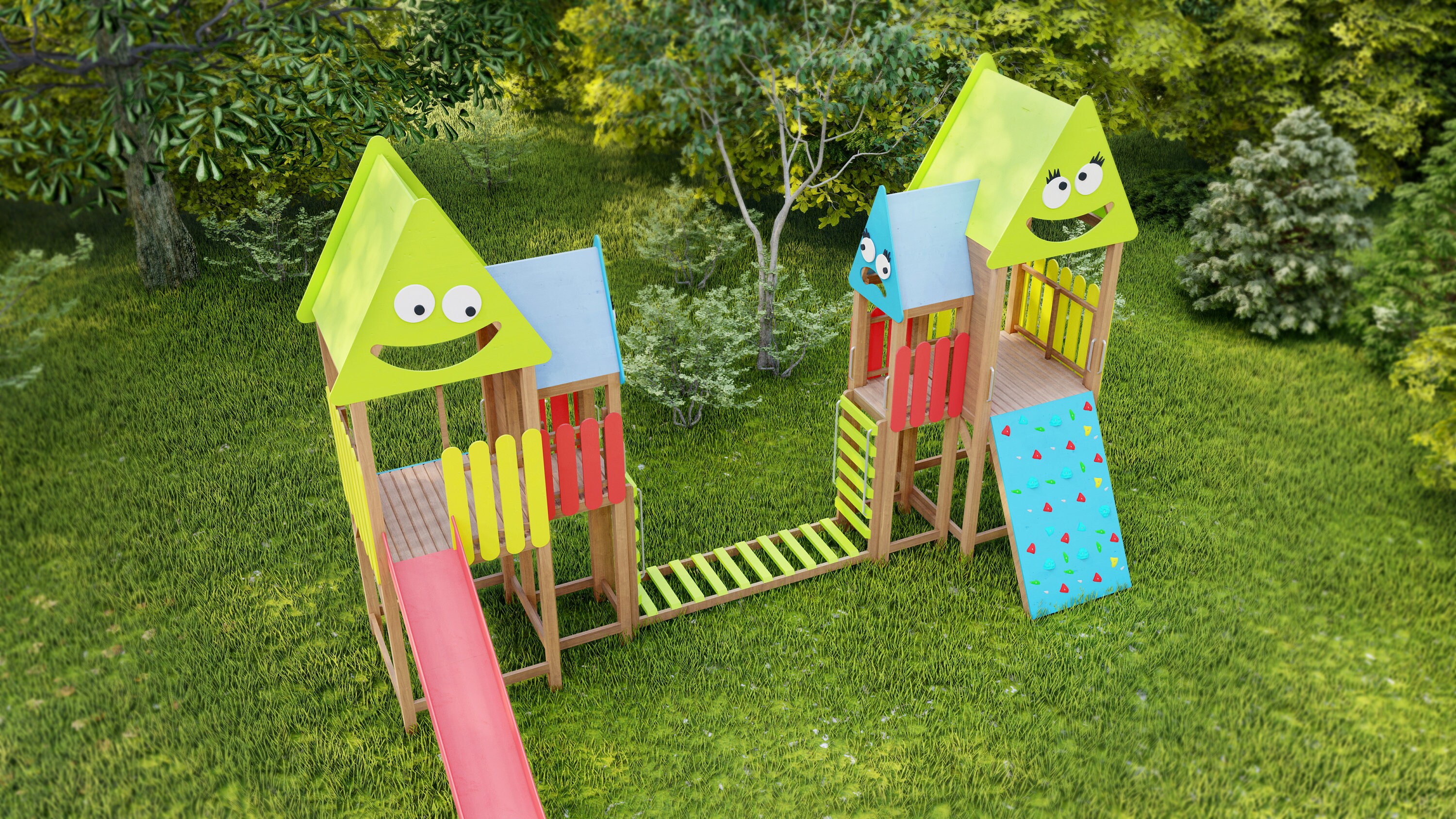Playhouse for Kids, a Playhouse With Slide and Climbing Ramps, Step-by ...