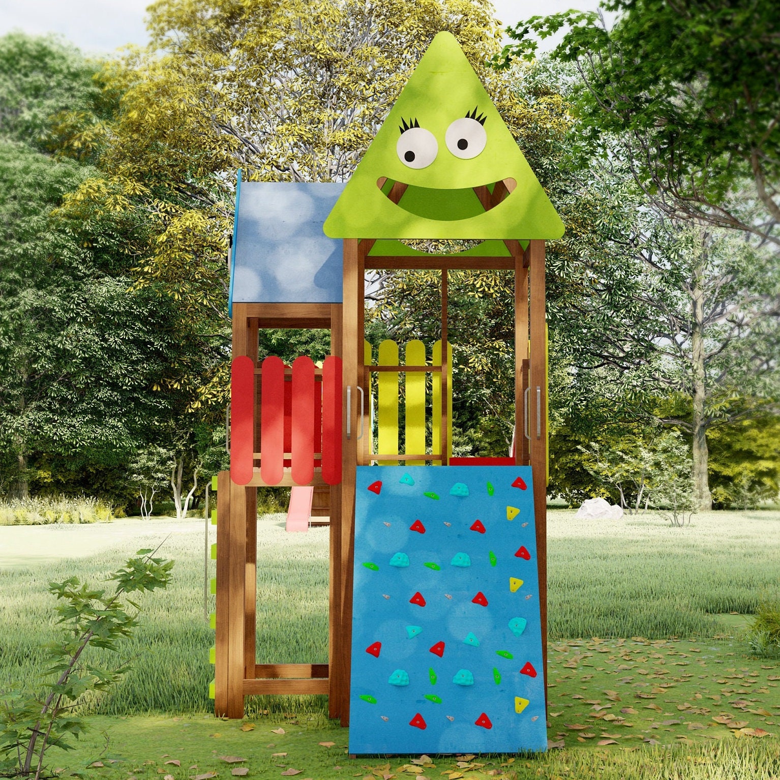 Playhouse for Kids, a Playhouse With Slide and Climbing Ramps, Step-by ...