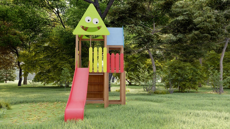 Playhouse for Kids, a Playhouse With Slide and Climbing Ramps, Step-by ...