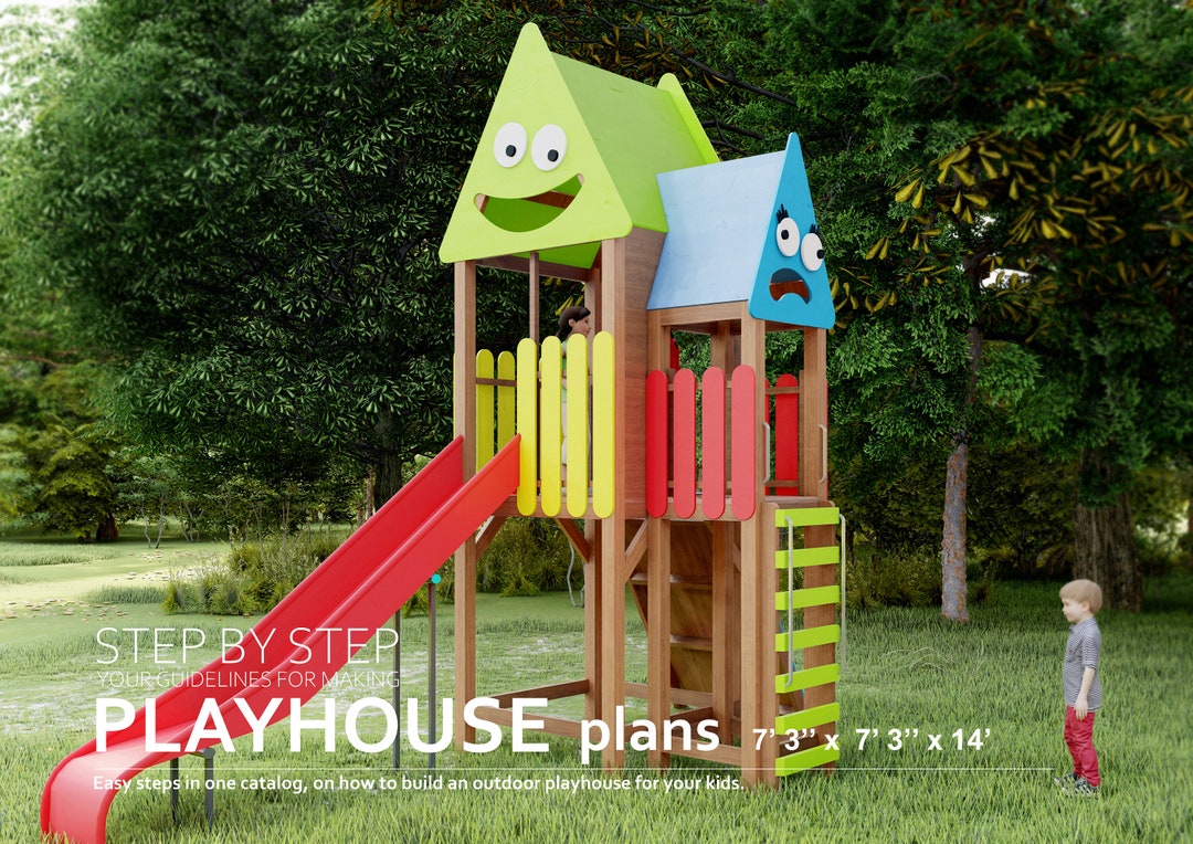 Playhouse for Kids, a Playhouse With Slide and Climbing Ramps, Step-by ...