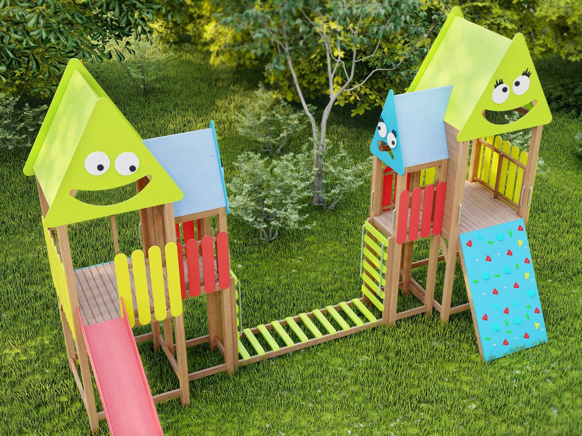 Playhouse for Kids, a Playhouse With Slide and Climbing Ramps, Step-by ...