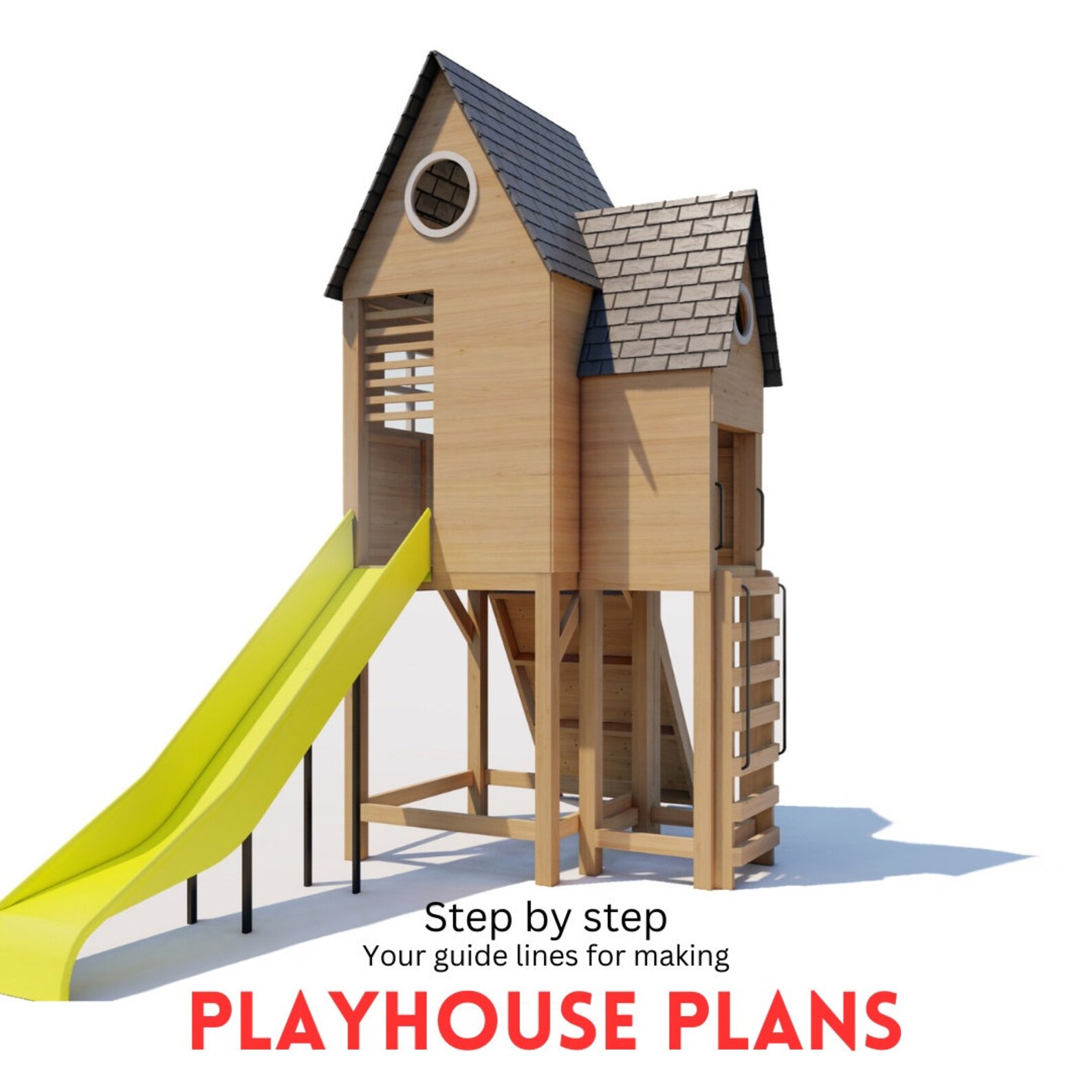 Adventure Playhouse With Climbing Wall, Slide & Ladder - Kids Outdoor ...