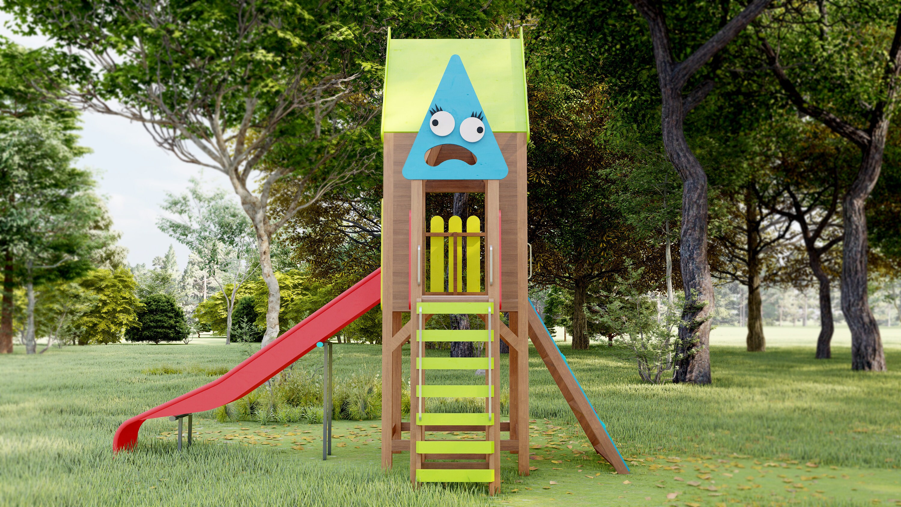 Playhouse for Kids, a Playhouse With Slide and Climbing Ramps, Step-by ...